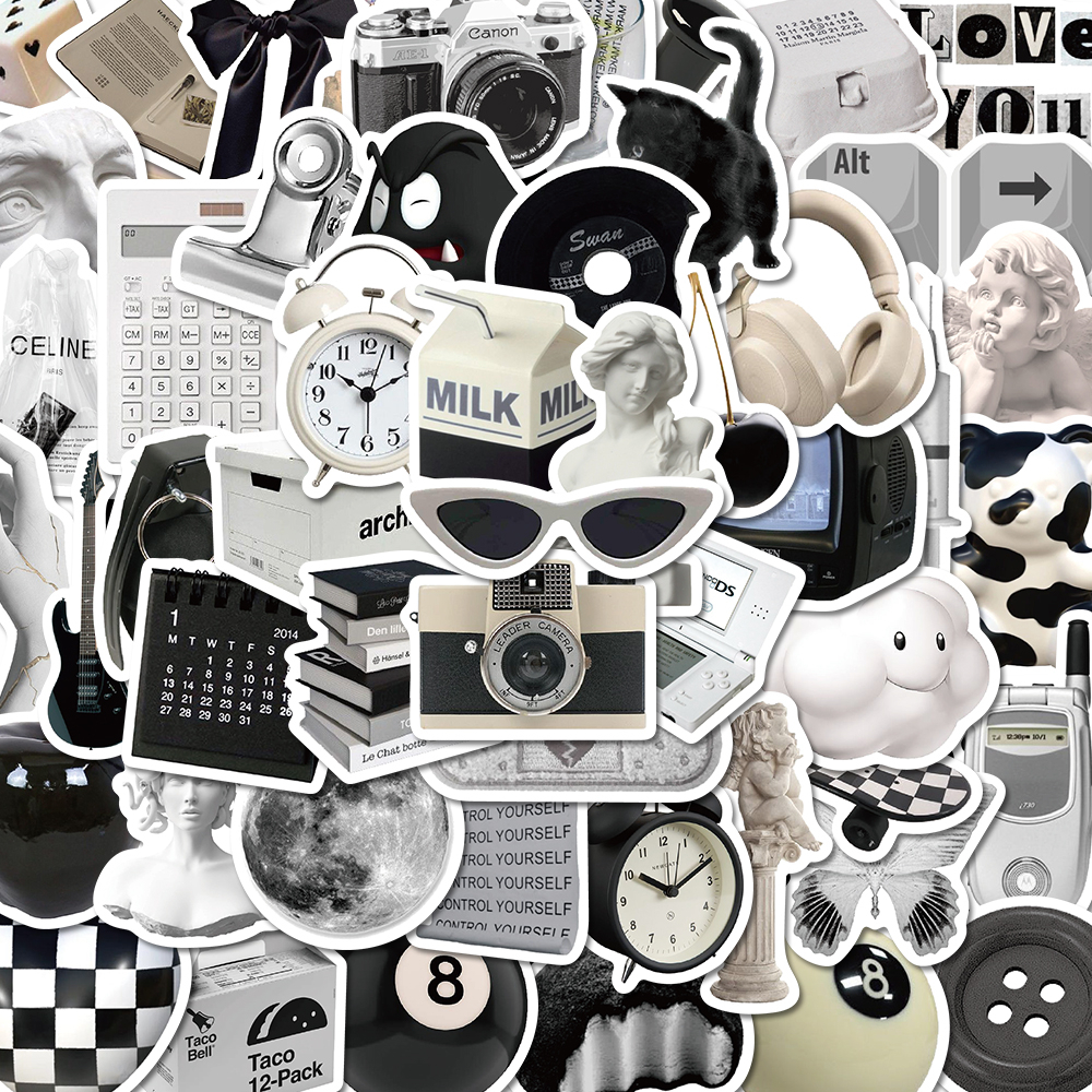【in stock】61pcs black and white minimalist art stickers DIY laptop ...