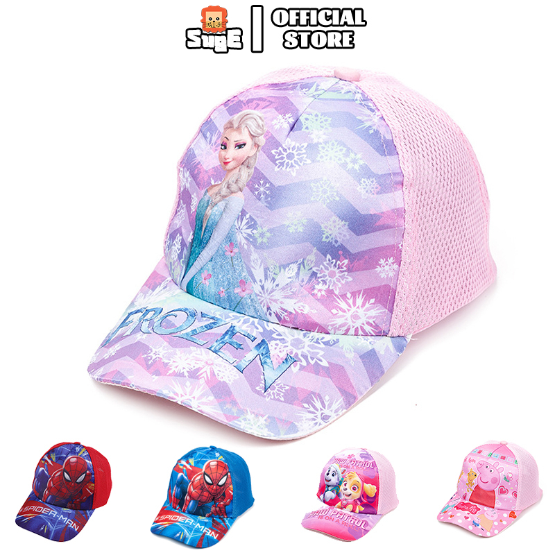 SUGE kids hat Spiderman Boy hat topi budak Elsa Cartoon cap Children ...