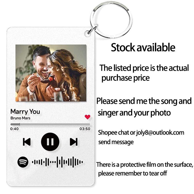 Custom Spotify Keychain with Picture,Custom Scannable Spotify Music ...