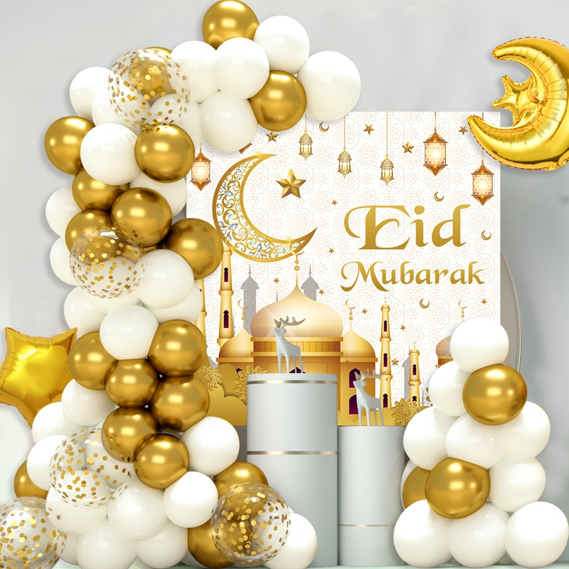 70pcs Raya Decoration Eid Mubarak Balloon Background Hari Raya Ramadan ...
