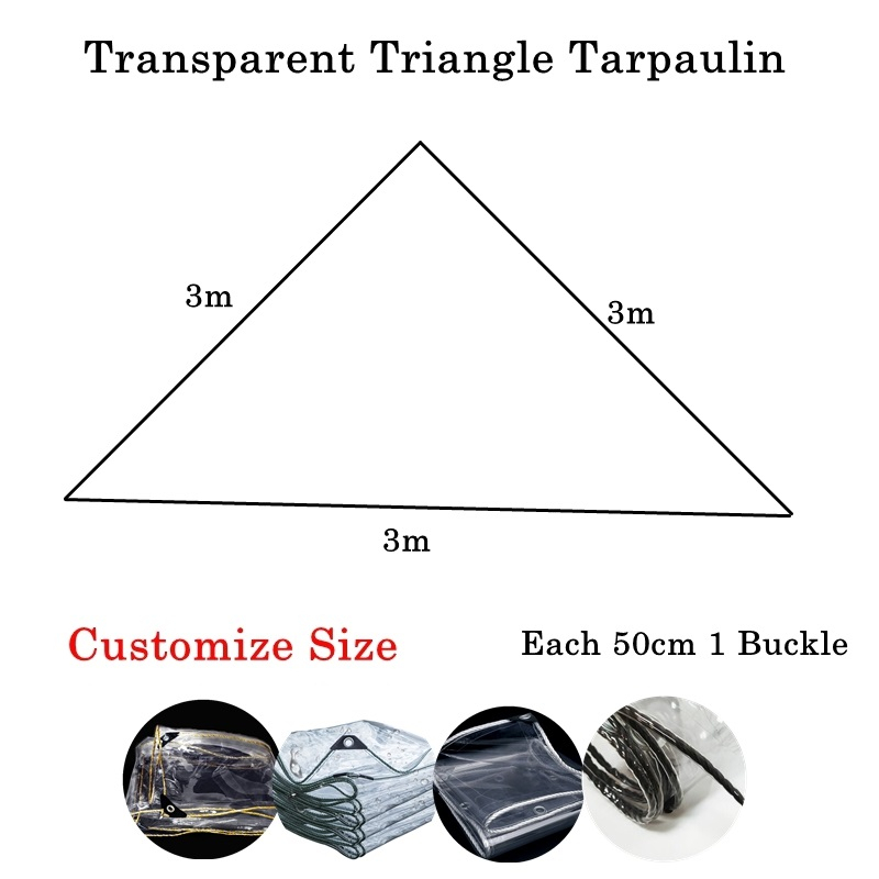 3X3X3M Triangle Transparent Tarpaulin Outdoor Garden PVC Waterproof ...