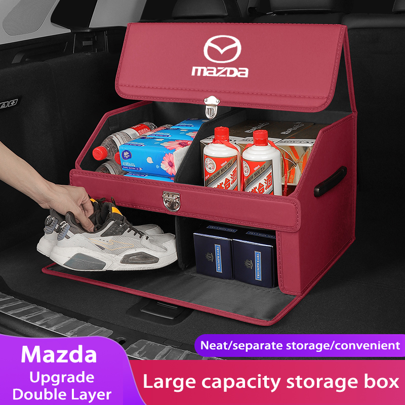 【Mazda】The trunk of the car Storage box double-deck Microfiber skin ...