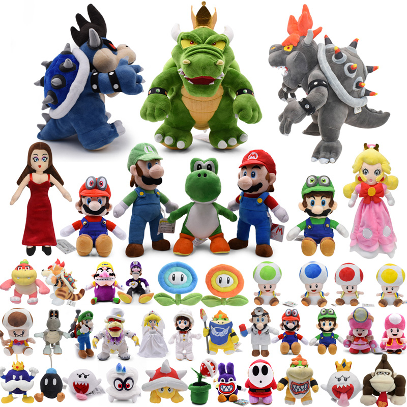 Anime Super Mario Bros. Plush Toy Cartoon Mario and Luigi Bowser Koopa ...