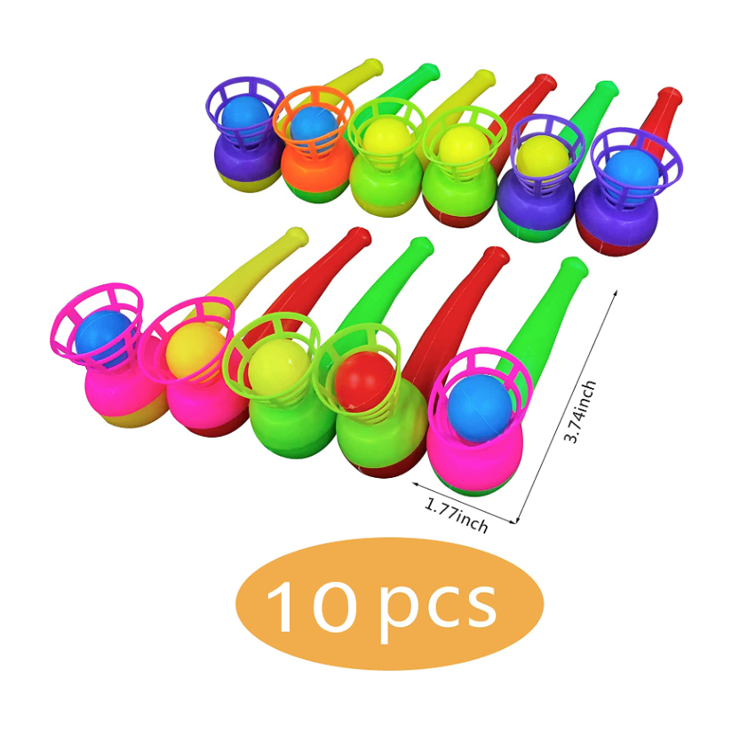 10PCS Ball Blowing Toy Floating Blow Pipe Balls for Kids Boys Girls ...