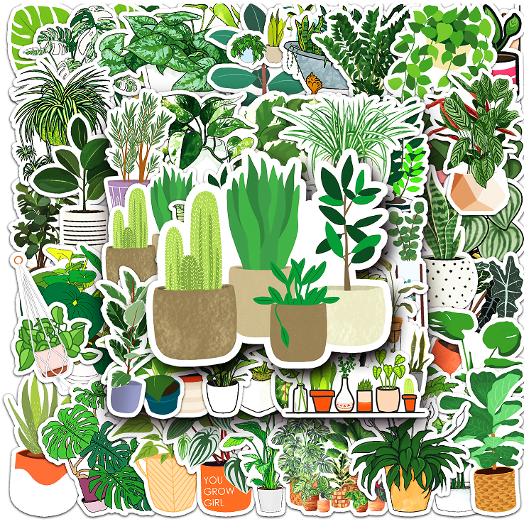 50 Piece Funny Plants Stickers Waterproof DIY For Phones Laptop Car ...