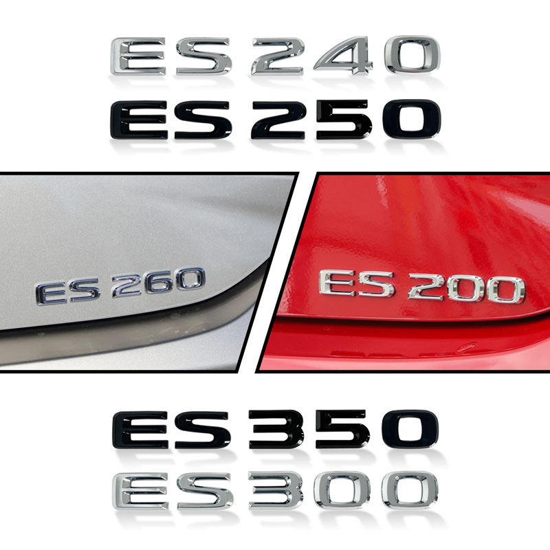 1Pcs 3D Metal Chrome Silver/Black ES200 ES240 ES260 ES250 ES300 ES350 Car Letter Logo Rear Tail ...