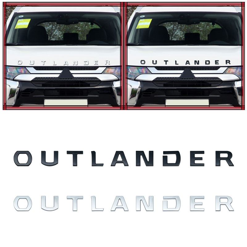 3D ABS Black OUTLANDER Logo Letter Car Front Hood Emblem Bonnet Badge ...