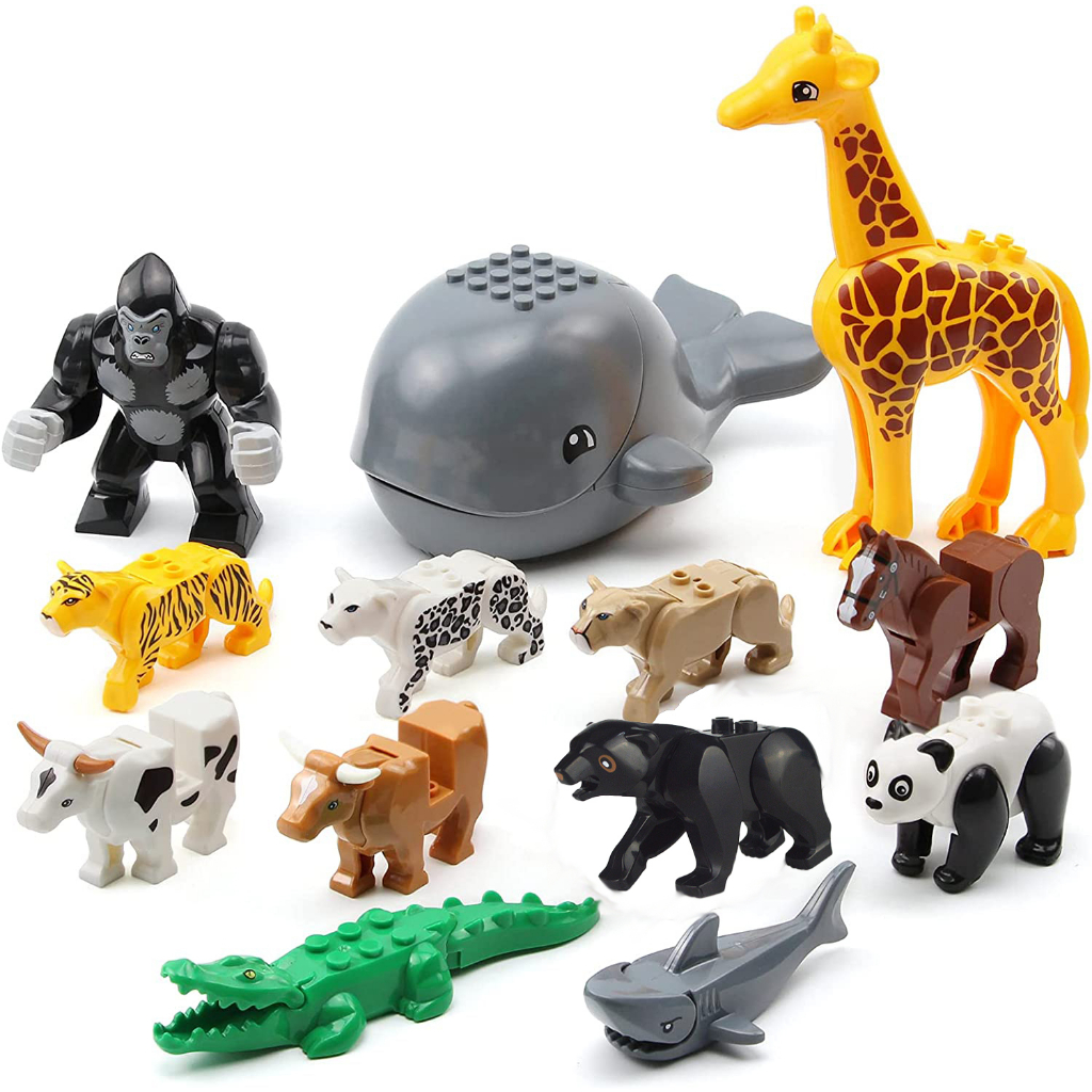 13PCS Set Animal Gorilla Cow Whale Building Block Toys Kids Collection ...