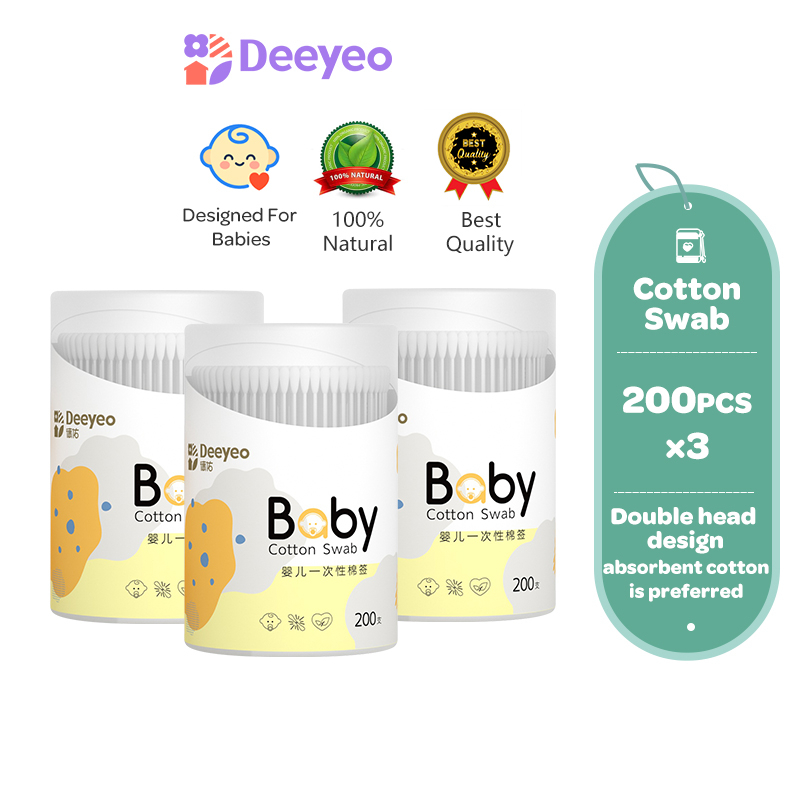 Deeyeo Baby Cotton Swab Paper Sticks Baby Care Tool (200pcs*3 boxes ...