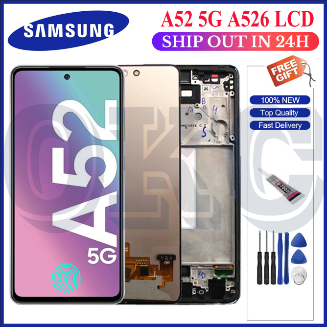 Original AMOLED LCD For Samsung Galaxy A52 5G LCD with Frame Display Touch Screen Digitizer Full ...