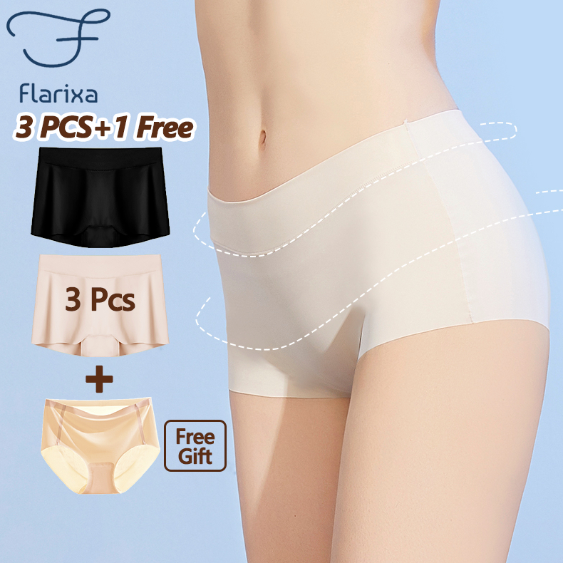 Flarixa 4pcs⚡ Ice Silk Safety Pants Women Seamless Safety Shorts