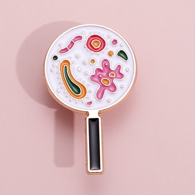 Cartoon Microscope Enamel Pins Microbiology Paramecium Brooch Lapel ...