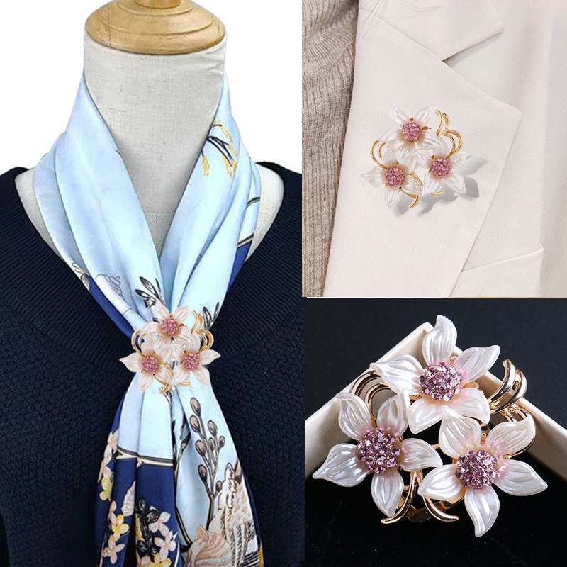 Exquisite Camellia Brooch silk-scarf Buckle Dual-use High-end shine ...