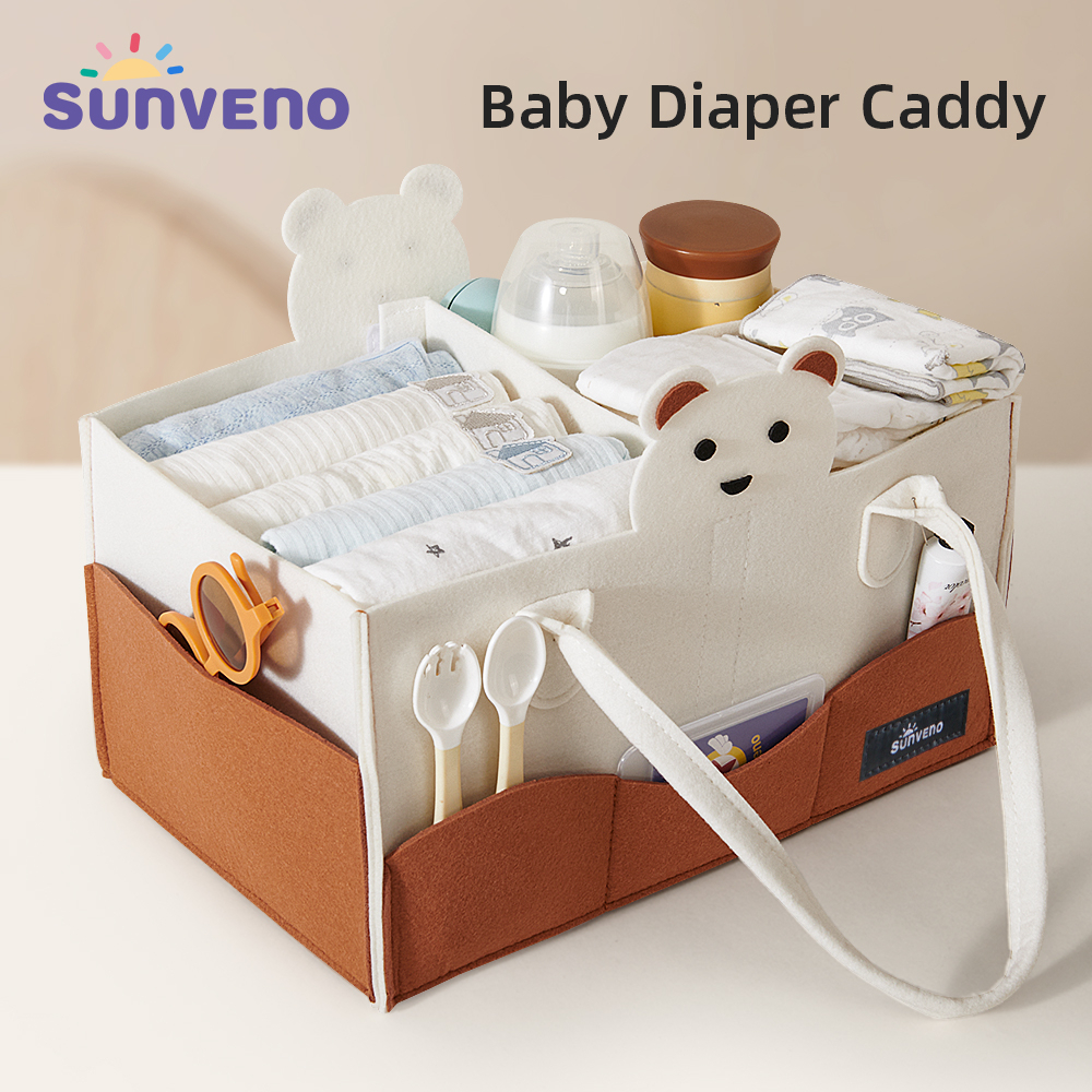 SUNVENO Portable Baby Diaper Caddy Organizer Holder Bag for Baby Wipes ...