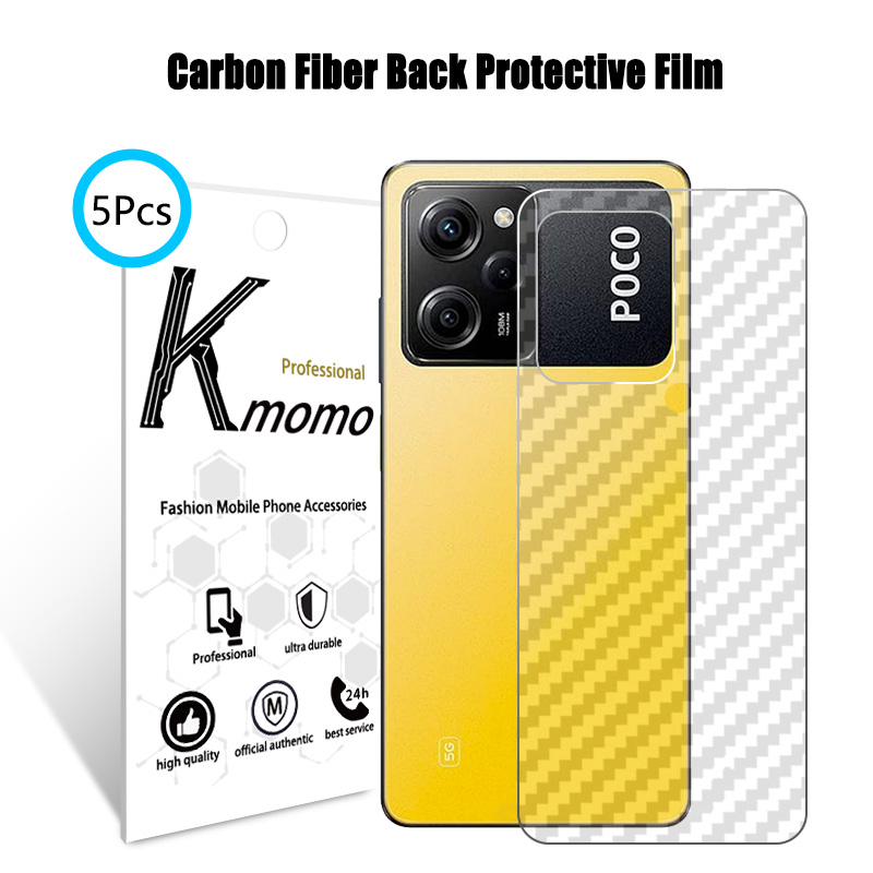 5Pcs Carbon Fiber Back Screen Protector Sticker Film For Xiaomi Poco F6 Pro X6 M6 C65 F5 X5 M5 ...