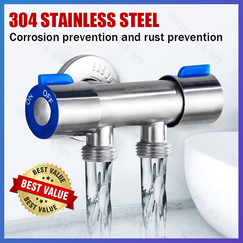 Two Way Water Tap SUS 304 Stainless Steel Kitchen & Bathroom toilet Two ...
