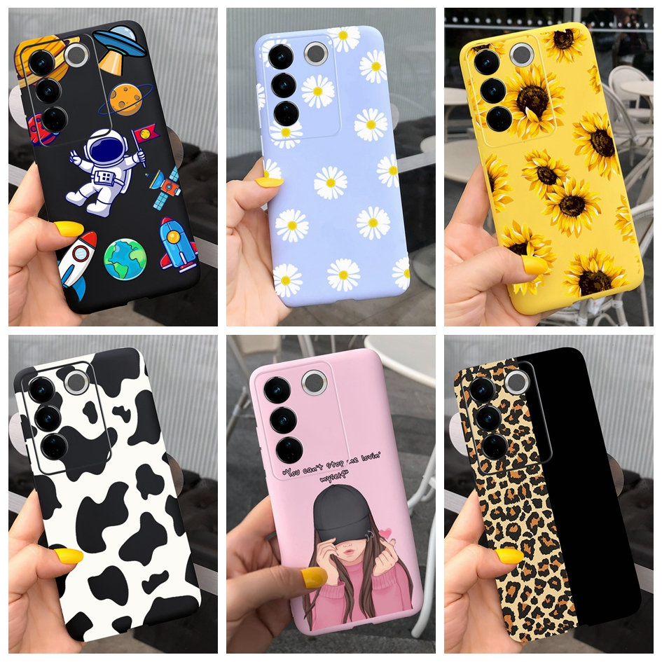 Vivo V27 5G Casing Cute Daisy Cow Cartoon Phone Cover VivoV27 V 27 2023 ...
