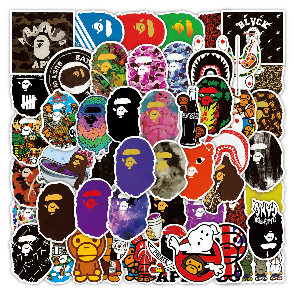 50PCS Bape Fashon Brand A Bathing Ape Stickers For Laptop Helmet ...