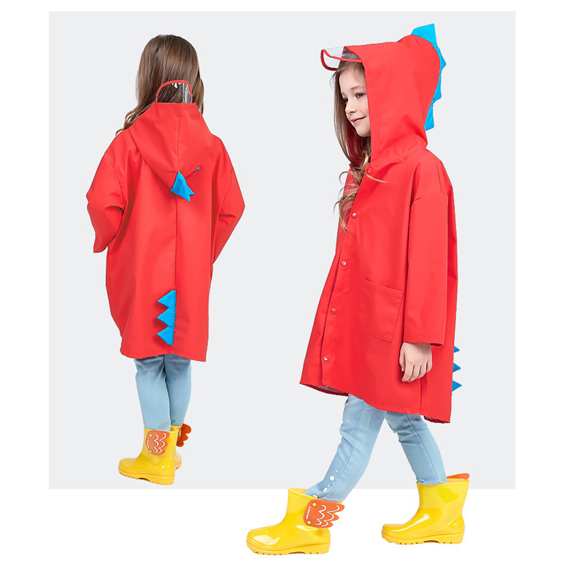 Kids Dinosaur Poncho Raincoat With Hood comes with Storage Bag for Boys and Girls Cartoon ...