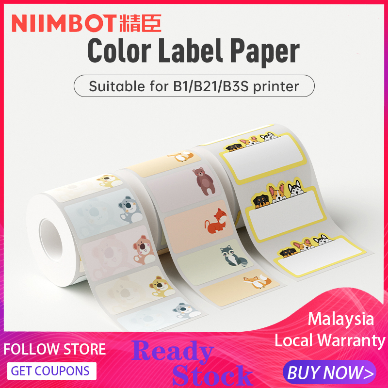 Niimbot B1/B21/B3S Color Label Printing Paper Name Sticker Sticker Waterproof Self | Shopee Malaysia