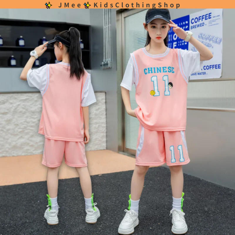 [Ready Stock] 3-14 Y Girl's Set Children's Sports Set Girls Summer ...