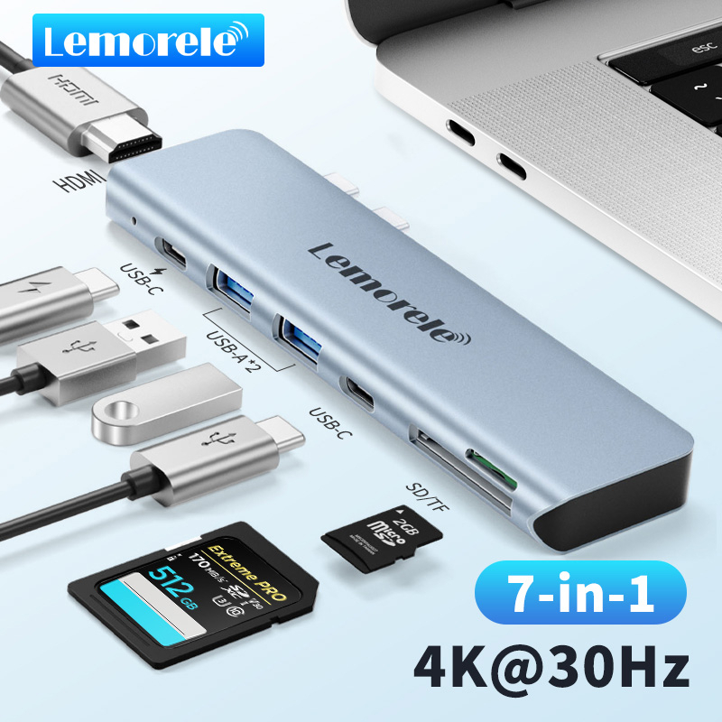 Lemorele TC14 7 In 2 USB-C Hub Adapter Aluminum Housing USB 3.0 USB-C Port SD/TF | Shopee Malaysia