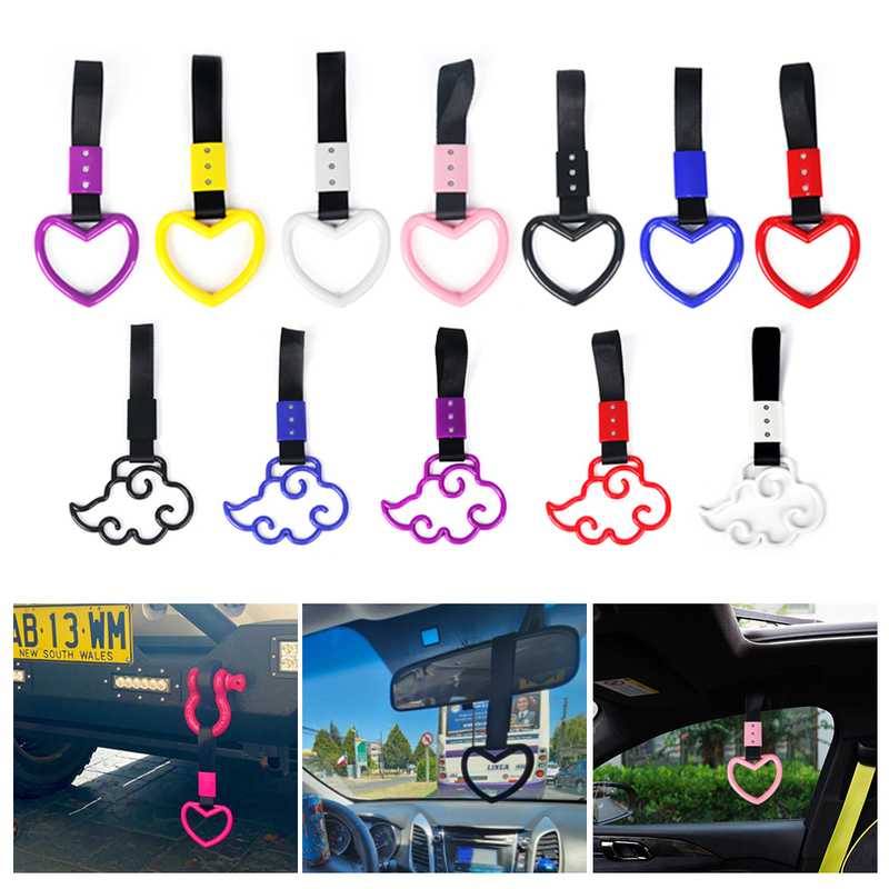 JDM Car Tow Strap Tsurikawa Round Ring Heart Auto Rear Bumper Warning ...