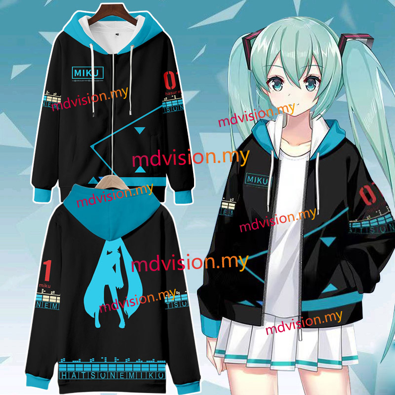 New Anime Hatsune Miku Zipper Hoodie Japanese Men's Fashion Women's ...