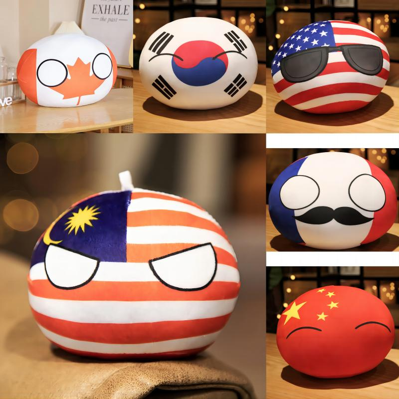 49 Styles 10cm Country Flag Ball Baby Plush Toys Poland ball Country ...