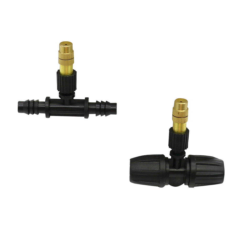10 Sets Copper Mist Micro Nozzle with T-Connector for 8/11mm Hose ...