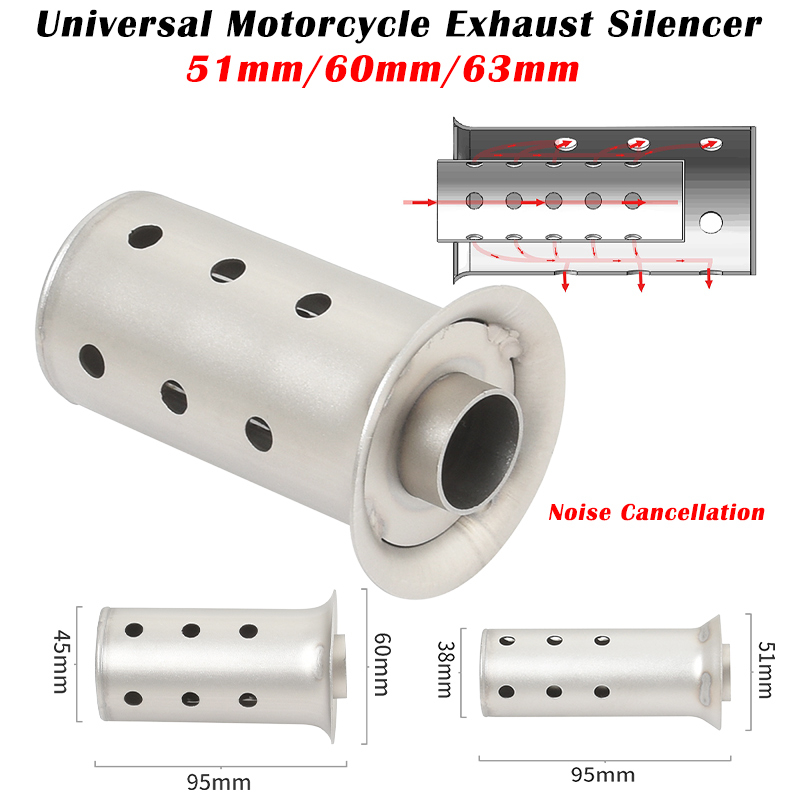 Universal 51mm 60mm 63mm Motorcycle Front Middle Pipe DB Killer Moto Exhaust Muffler Silencer ...