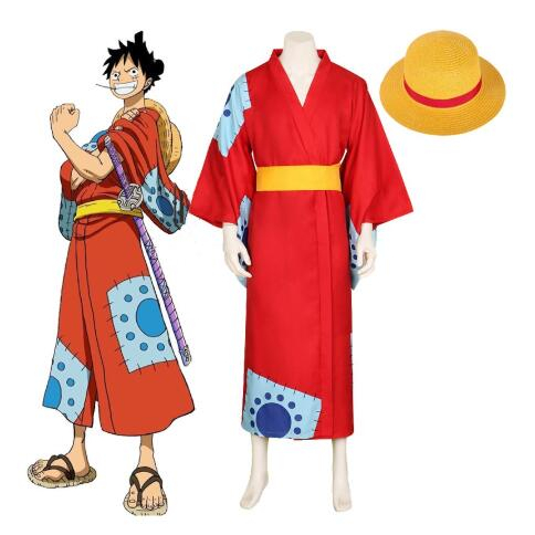Anime One Piece Wano Country Monkey D. Luffy Cosplay Costume Kimono ...