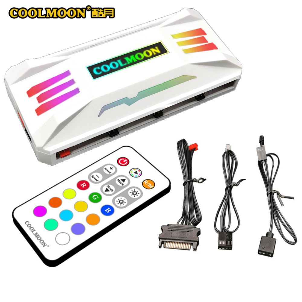 COOLMOON Smart Fan Hub 5v 3pin ARGB 4 Pin Pwm PC Case Fan Controller IR ...