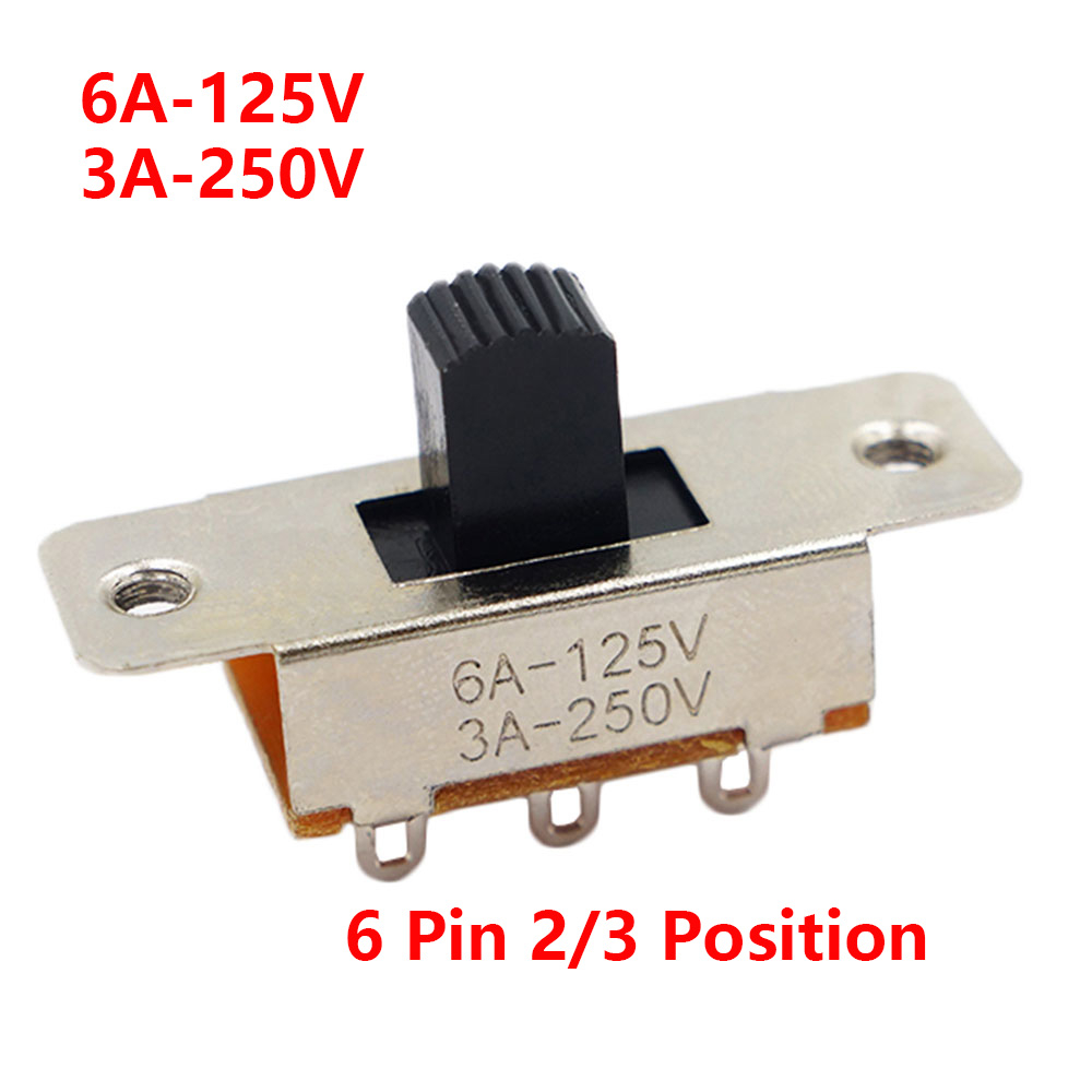 10Pcs SS23F19 6 Pin 2/3 Position 6A 125V 3A 250V 2P3T PCB Panel Slide ...
