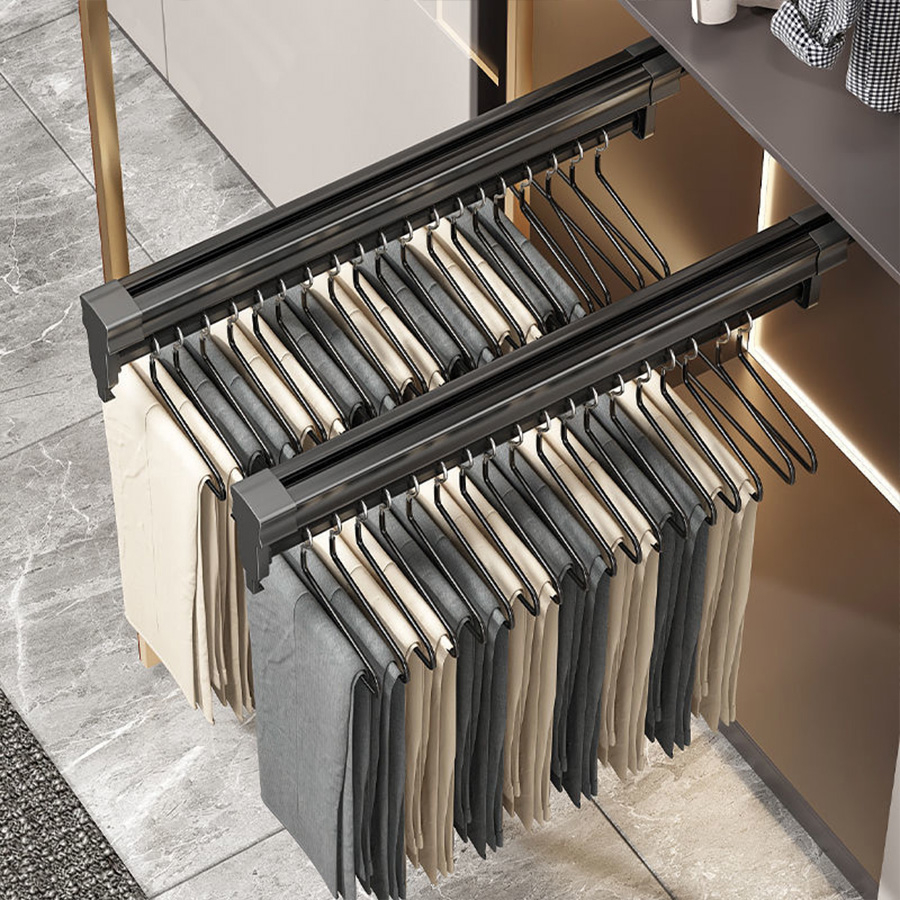 Multifunctional Pull-Out Retractable Clothes Hat Storage Rack Wardrobe ...