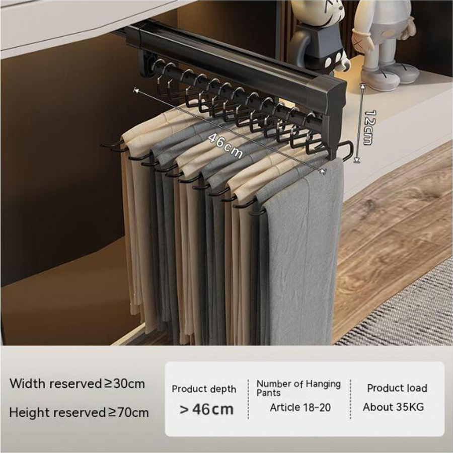 Multifunctional Pull-Out Retractable Clothes Hat Storage Rack Wardrobe ...