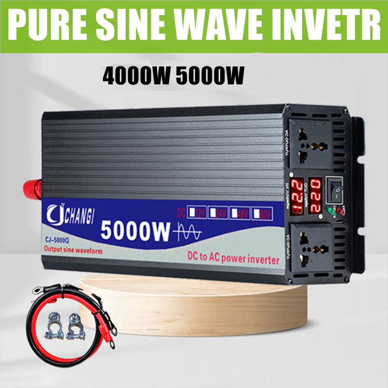 CHANGI Pure Sine Wave Solar Inverter 4000W 5000W Double Socket 12V To ...