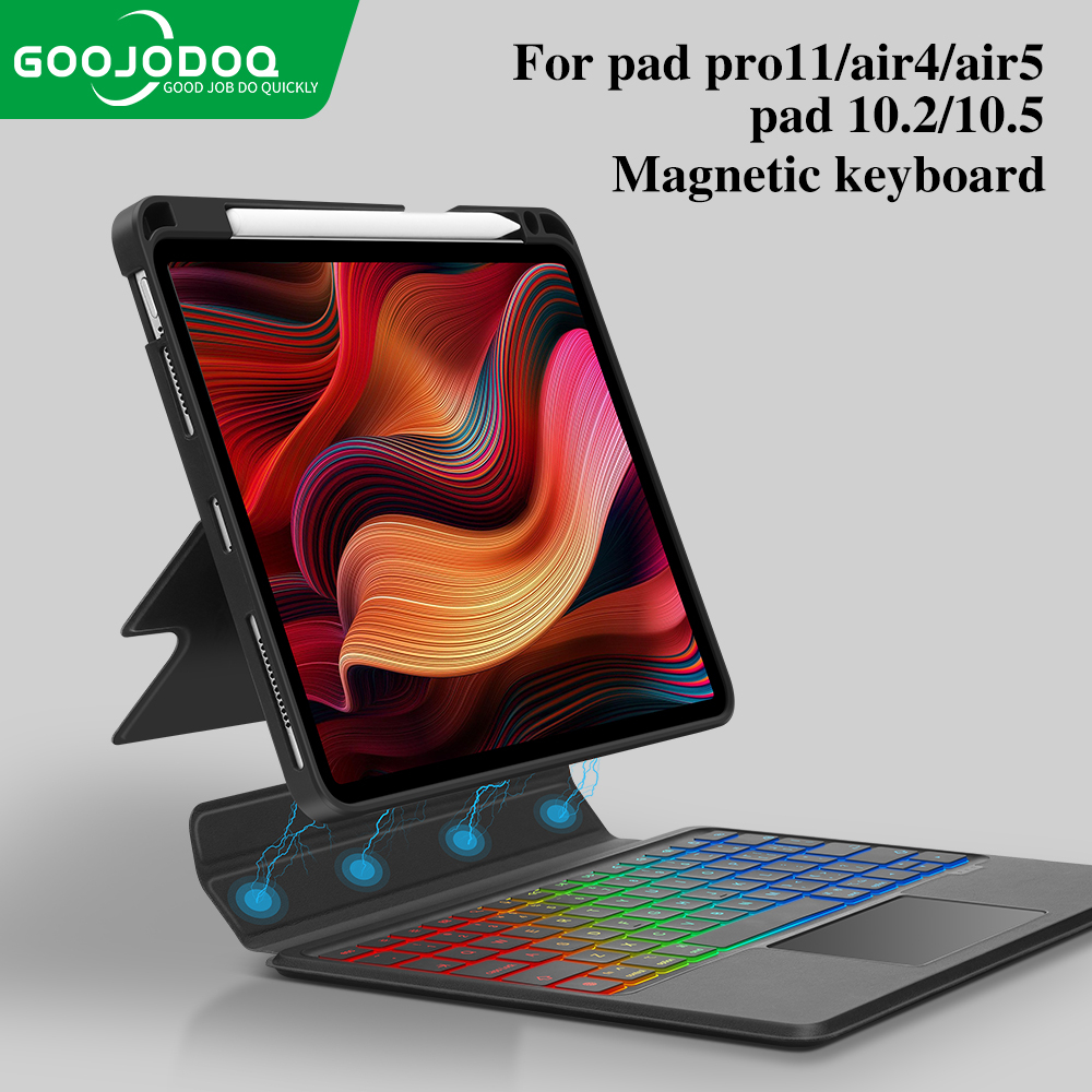 Goojodoq Bluetooth Keyboard Backlit Trackpad Keyboard with Magnetic ...