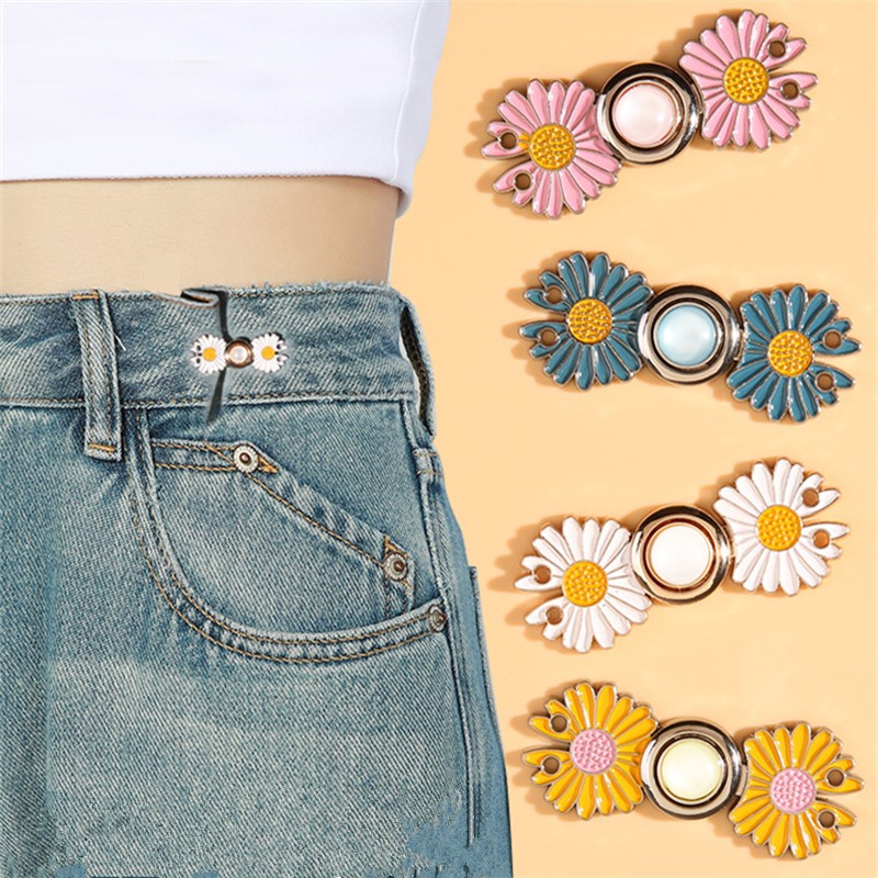 【2-piece】Waist Button Adjustable Metal Buckle Snap Button Waistband for ...