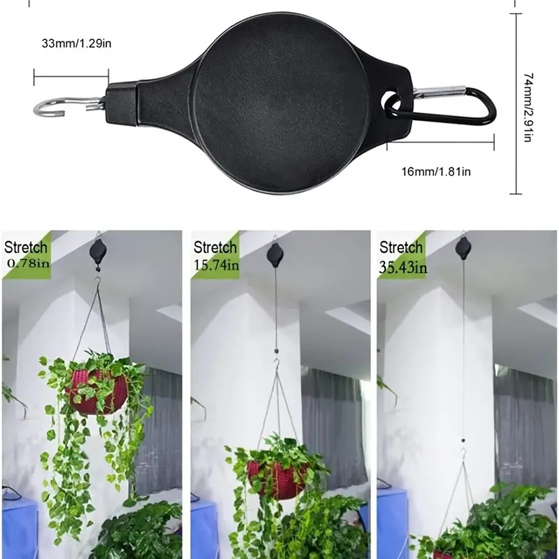 1pc, Retractable Plant Hook Pulley Hanger, Easy Reach Plant Pulley ...