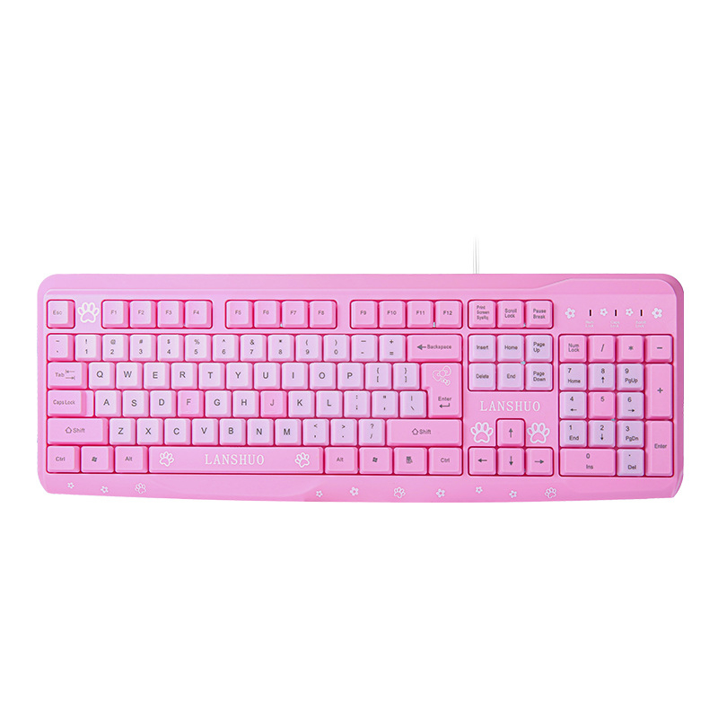 Pink Keyboard with 104 Keycaps Waterproof Wired USB Keyboards KT ...