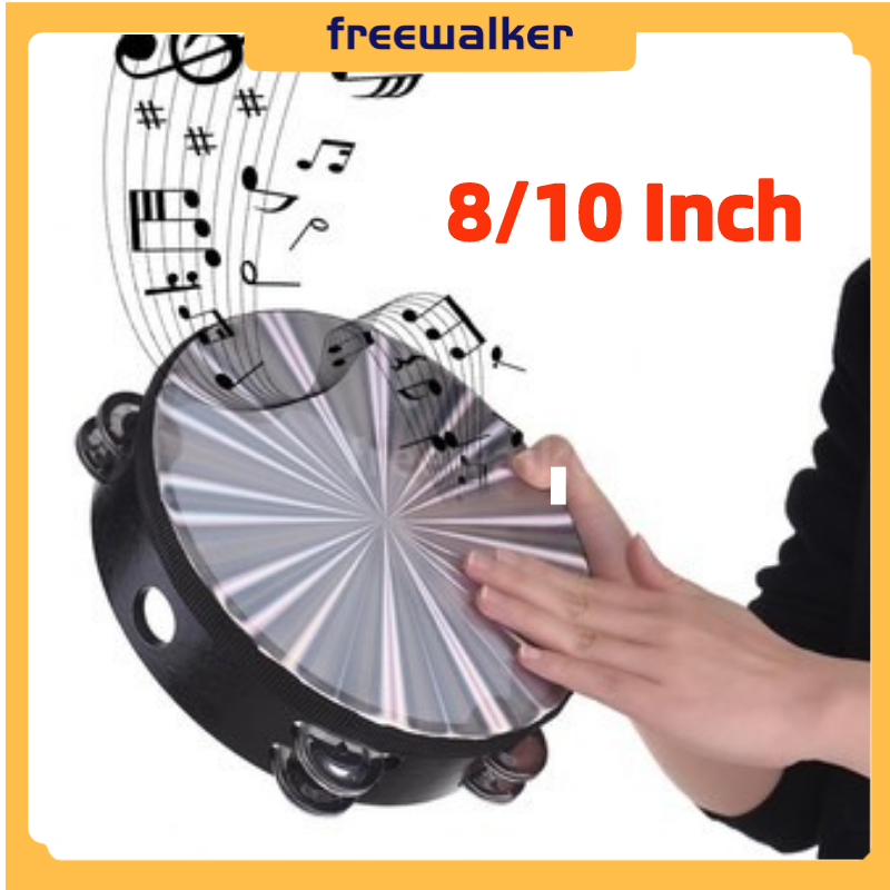 [Ready] 8/10 Inch Wooden Radiant Tambourine Handbell Hand Drum with ...