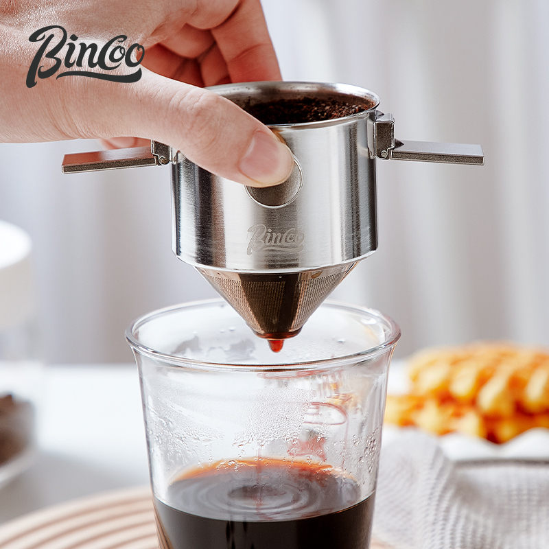 Bincoo Coffee Filter Cup Hand-Brewed Stainless Steel [Free Filter Paper ...