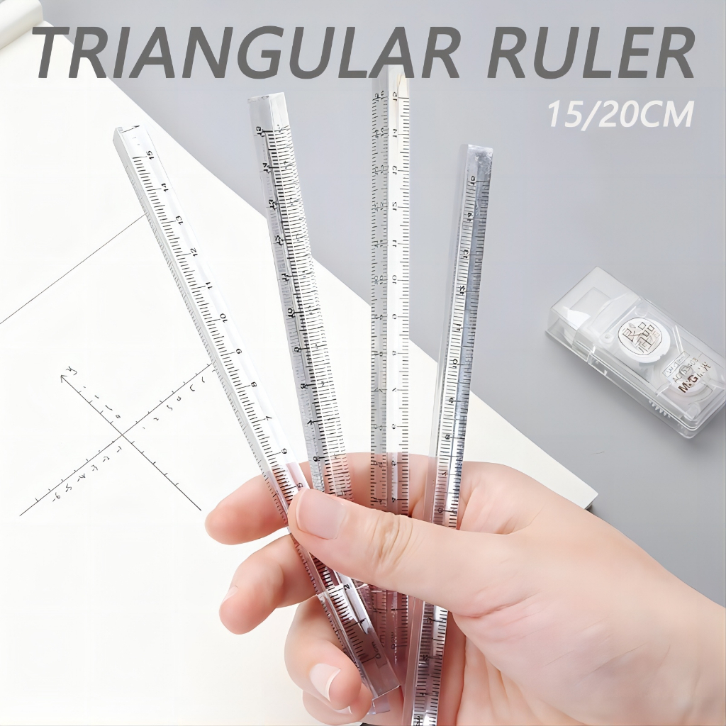 Simple Transparent Ruler 20cm Triangular Ruler Double-Sided Scale ...