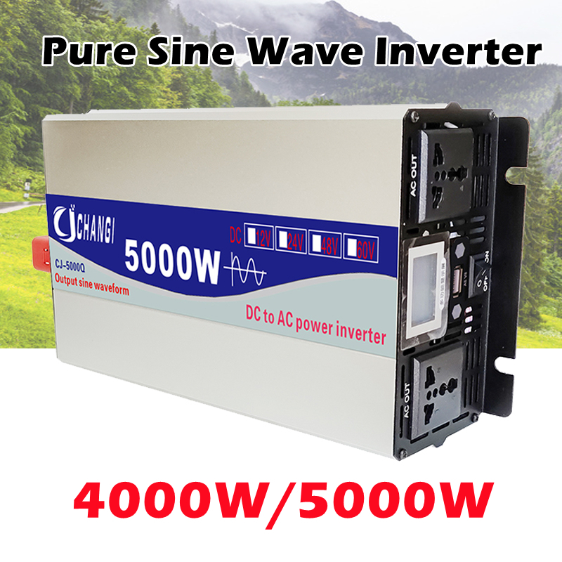 4000W 5000W Pure Sine Wave Inverter DC 12V/24V/48V to AC 220V Power ...
