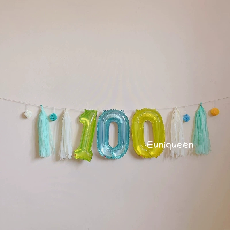 Happy 100 Days Banner Baby Shower Anniversary Garland Decoration ...