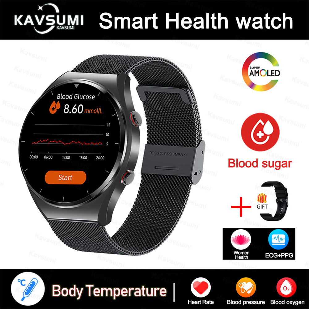 KAVSUMI Healthy Blood Sugar SmartWatch Men ECG+PPG Precise Body ...