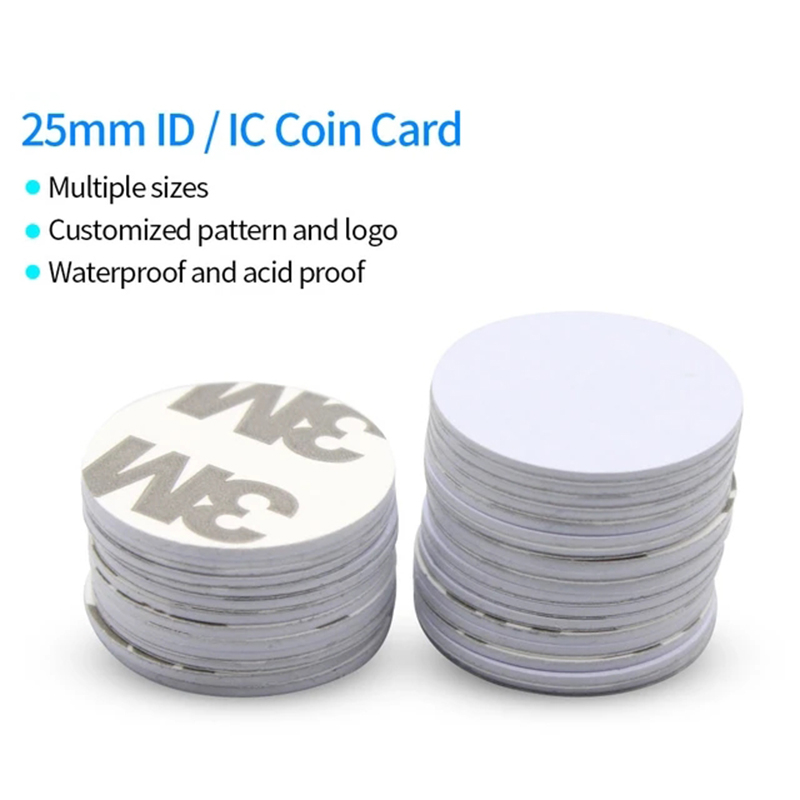 100pcs Read Only 125KHz/13.56MHz RFID Coin Card 4100/M1 Tag Adhesive ...