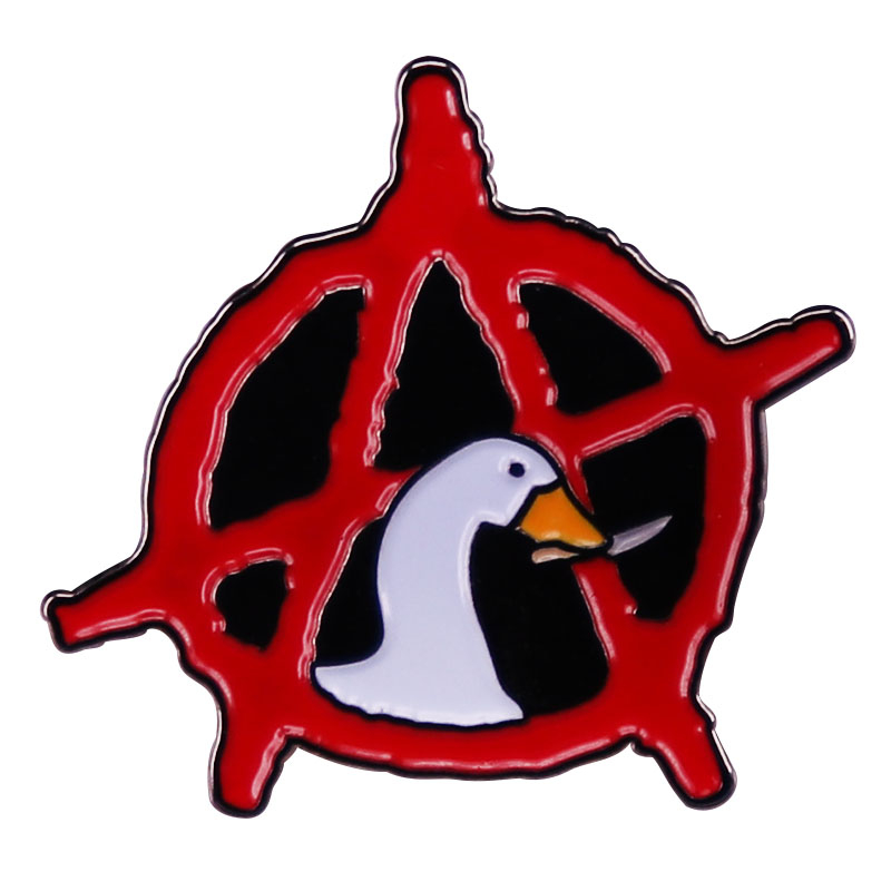 Black Red Anarchy Symbol And Untitled Goose Game Mashup Enamel Pin ...