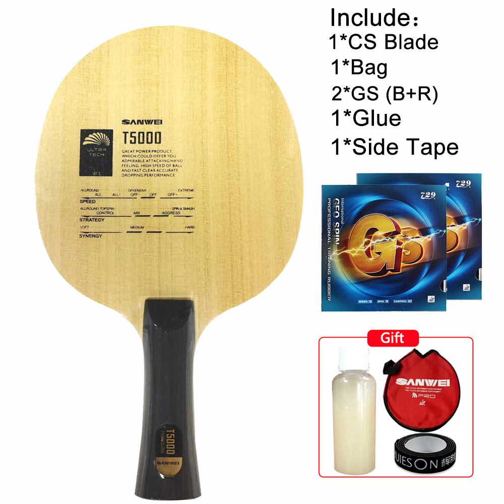 Genuine SANWEI T5000 CARBON Table Tennis Racket Blade (5+2 Carbon)+Loki RXTON 1 Rubber(Black+Red ...